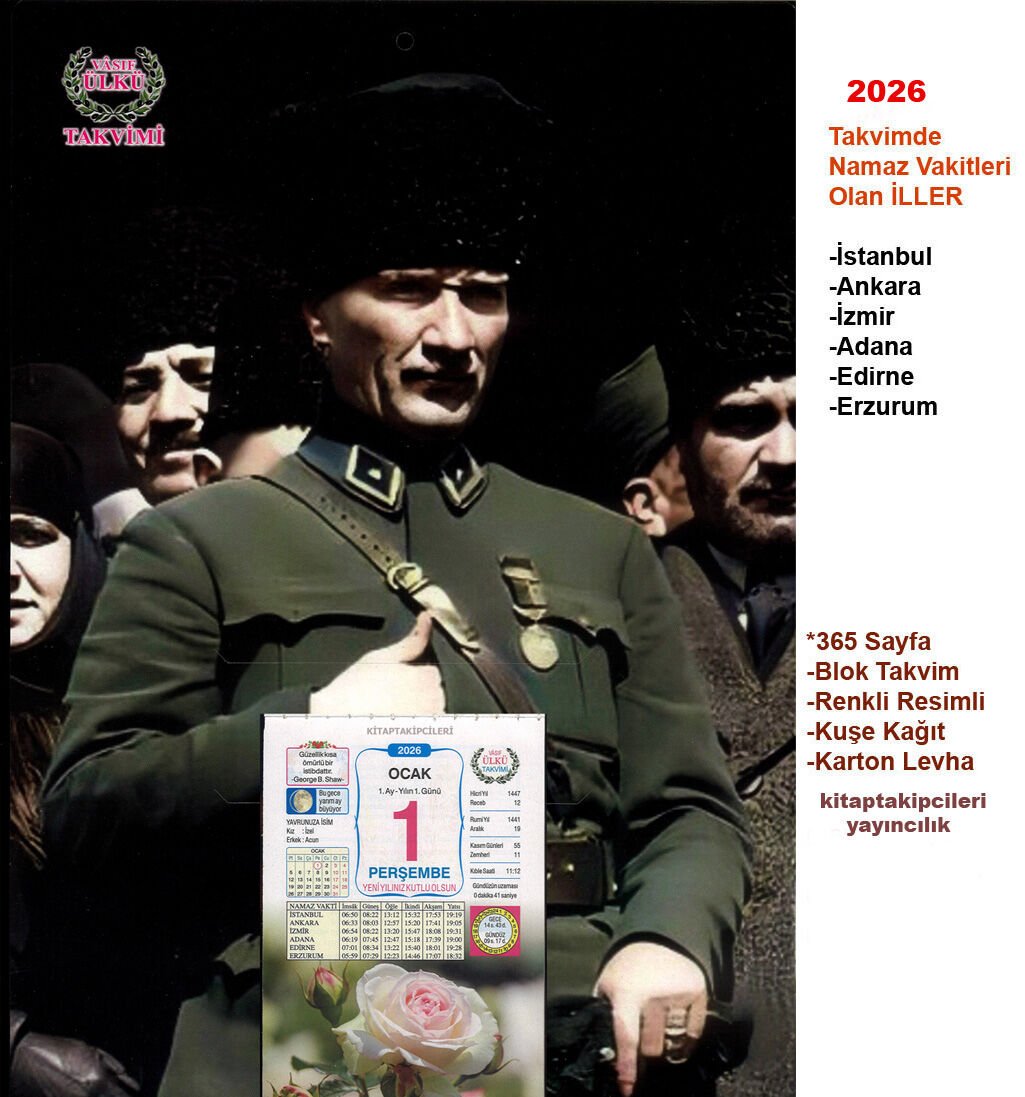 2026 ÜLKÜ Duvar Takvimi Vasıf 59. Yıl Yapraklı Renkli Resimli Kuşe ...