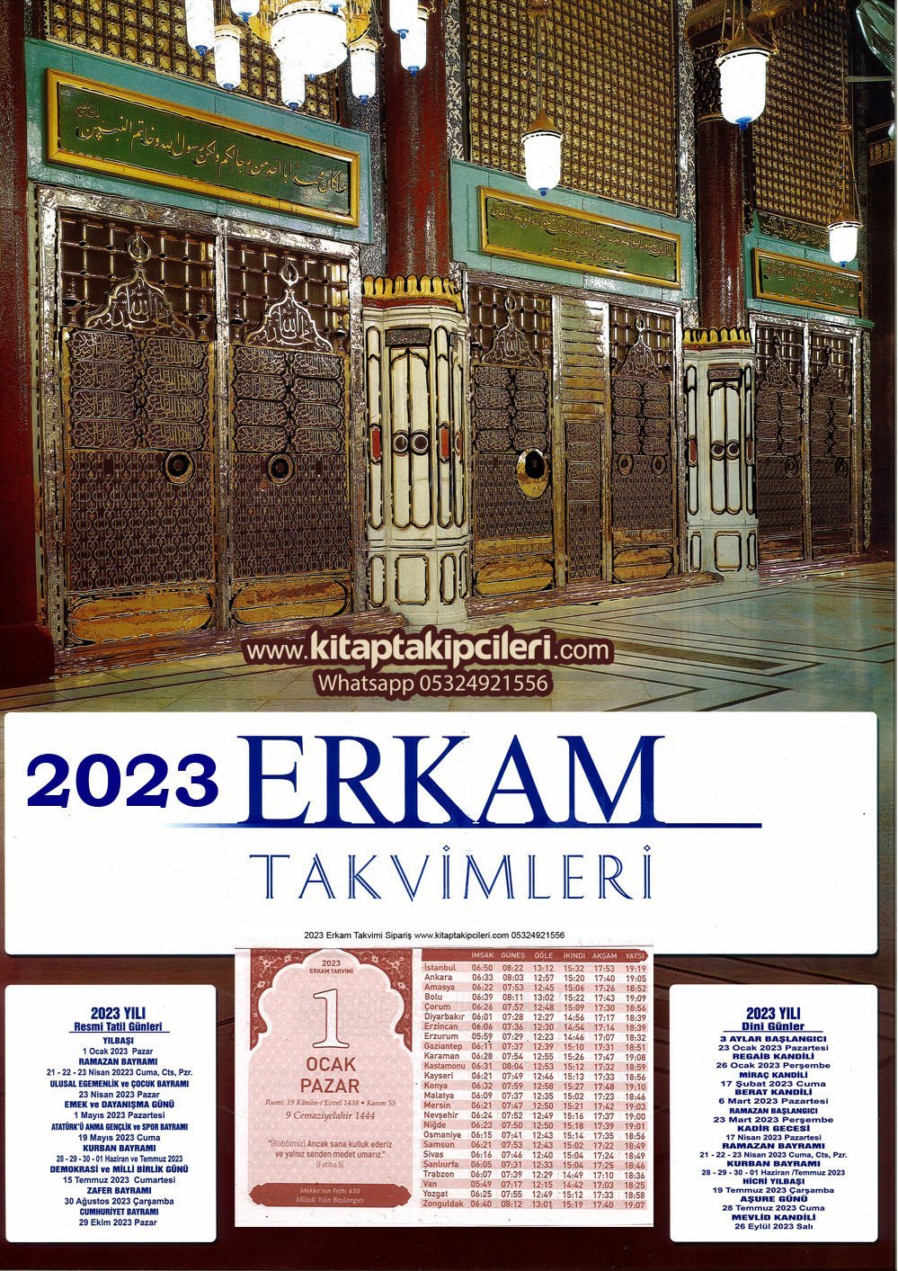 2024 Yılı Erkam Takvimi Yapraklı Duvar Takvimi Namaz Vakitleri Diyanet ...
