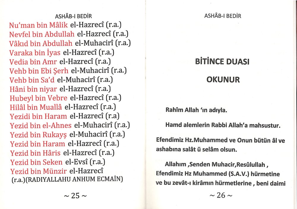 Ashabı Bedir İsimleri ve Fazileti, Türkçe, Cep Boy medrese kitabevi ...